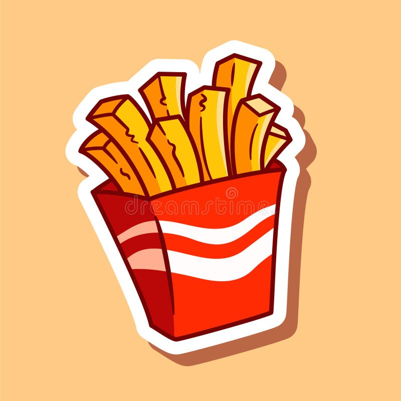 French Fries Illustration, Vector. Fried Potato Sticker Stock Vector ...