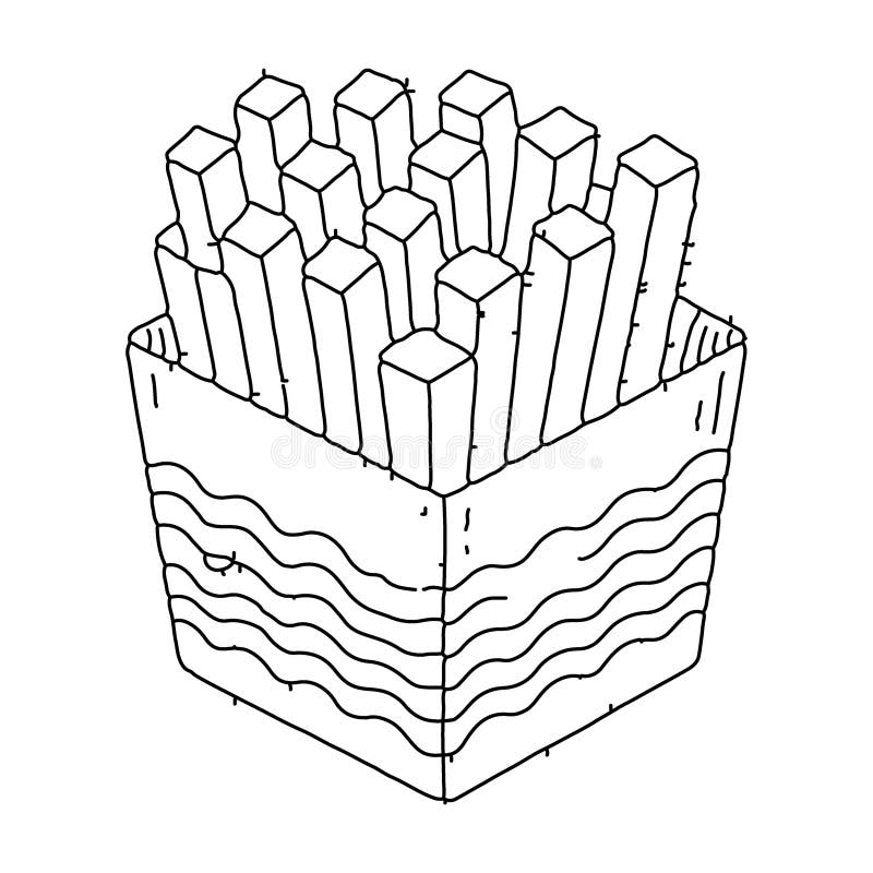 French Fries Line Art Icon in Black and White Stock Illustration ...