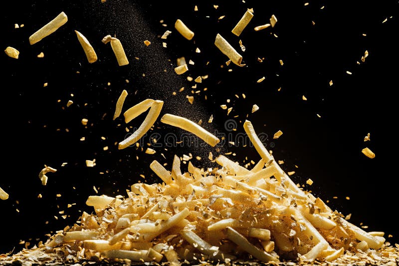 Golden French Fries Explosion Stock Illustration - Illustration of ...