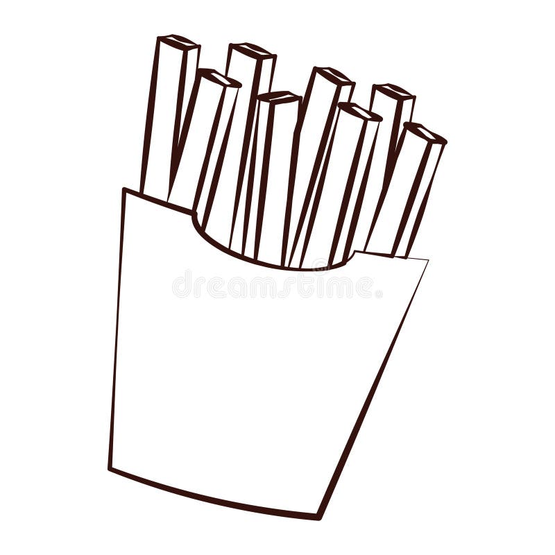 French Fries in Outline Pack. Vector Stock Vector - Illustration of ...