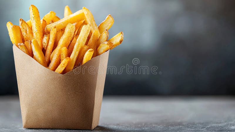 French Fries in a Paper Container Stock Image - Image of ready, shape ...