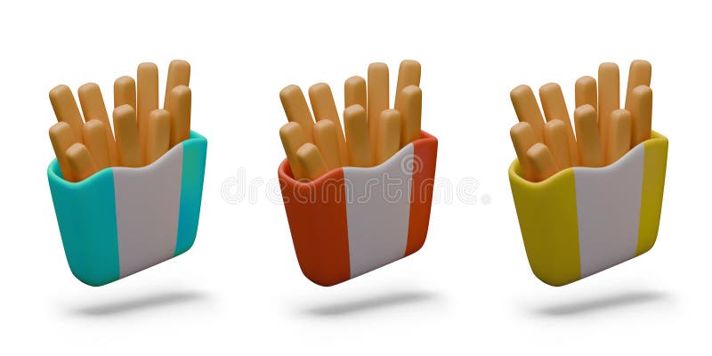 French Fries in Paper Packaging. Set of Vector Realistic Patterns of ...
