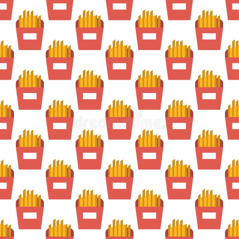 French Fries Pattern Seamless Stock Vector - Illustration of fastfood ...