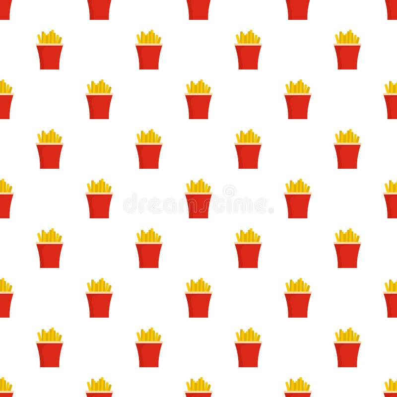 French Fries Pattern Seamless Stock Illustration - Illustration of cafe ...