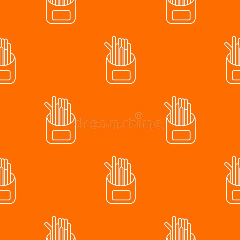 French Fries Pattern Vector Orange Stock Vector - Illustration of food ...
