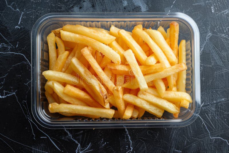 French Fries in a Plastic Container Stock Image - Image of fast, fresh ...