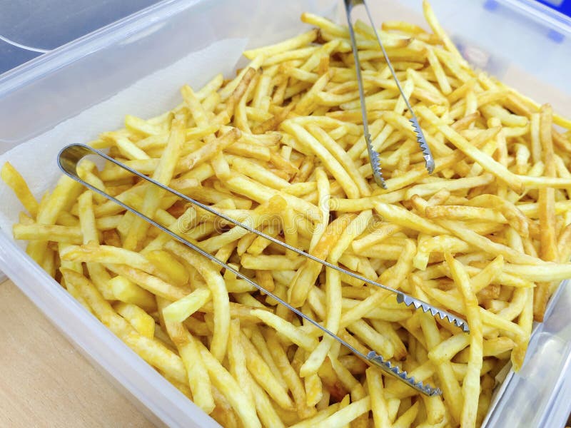 French Fries in a Plastic Container Stock Photo - Image of vegetable ...