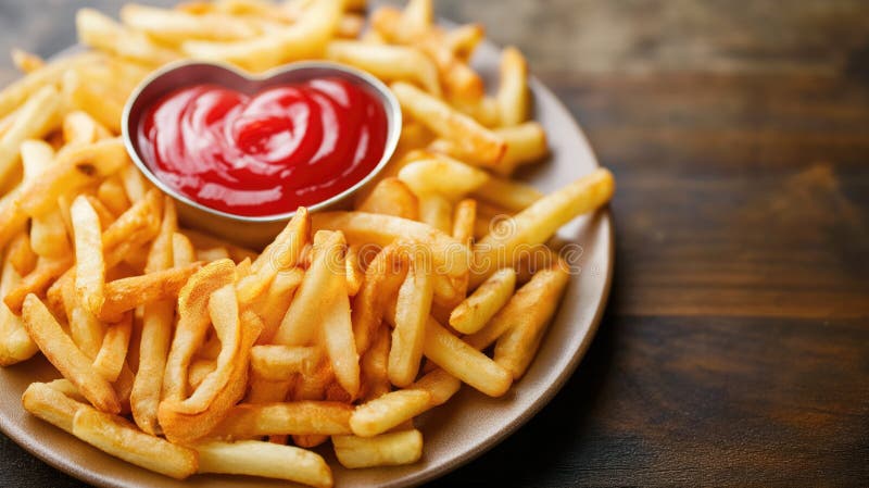French fries on a plate stock photo. Image of table - 305862008