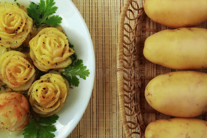 French Fries and Raw Potato Stock Image - Image of flower, rose: 31091239
