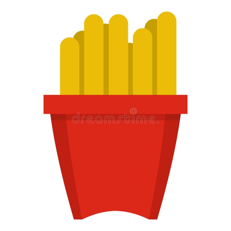 French Fries In The Paper Basket. Vector Icon Isolated On White ...