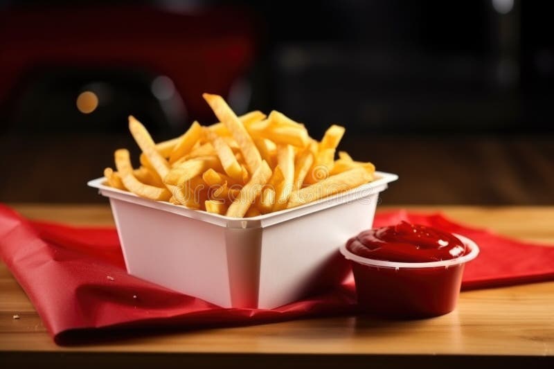 French Fries in a Red Takeaway Box Stock Image - Image of generative ...