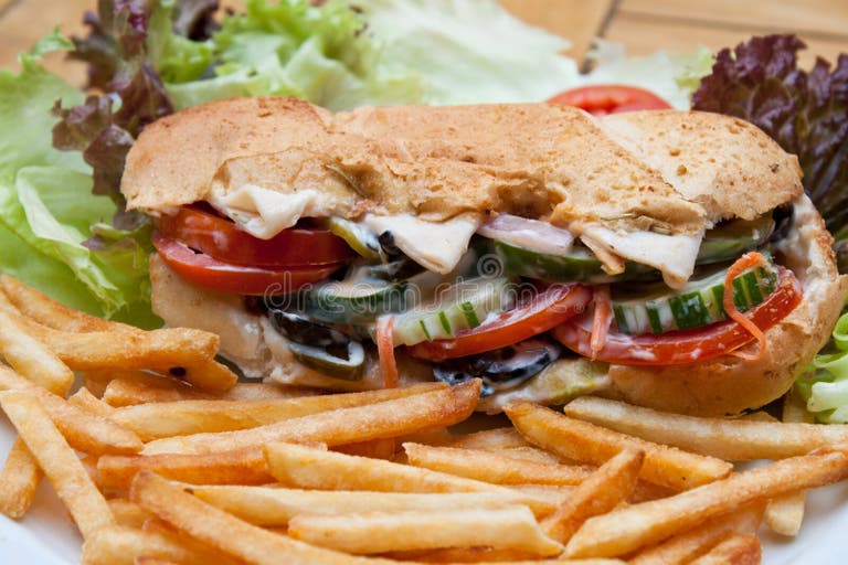 French fries and sandwich stock image. Image of restaurant - 19269603