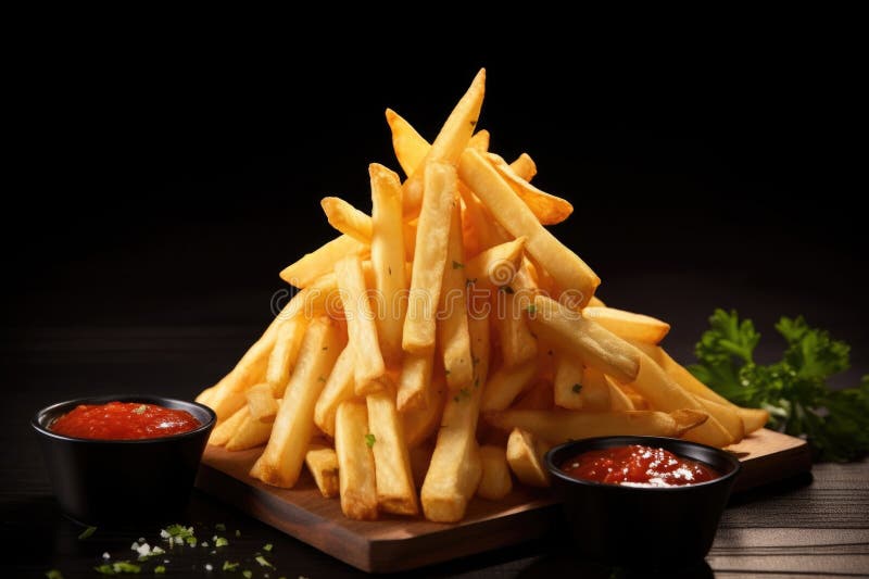 French Fries Stack Shaped Like a Pyramid Stock Photo - Image of junk ...