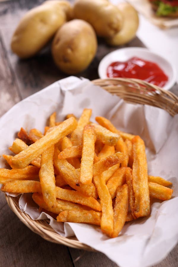 French Fries with Tomato Sauce Stock Image - Image of sauce, deep: 81218729