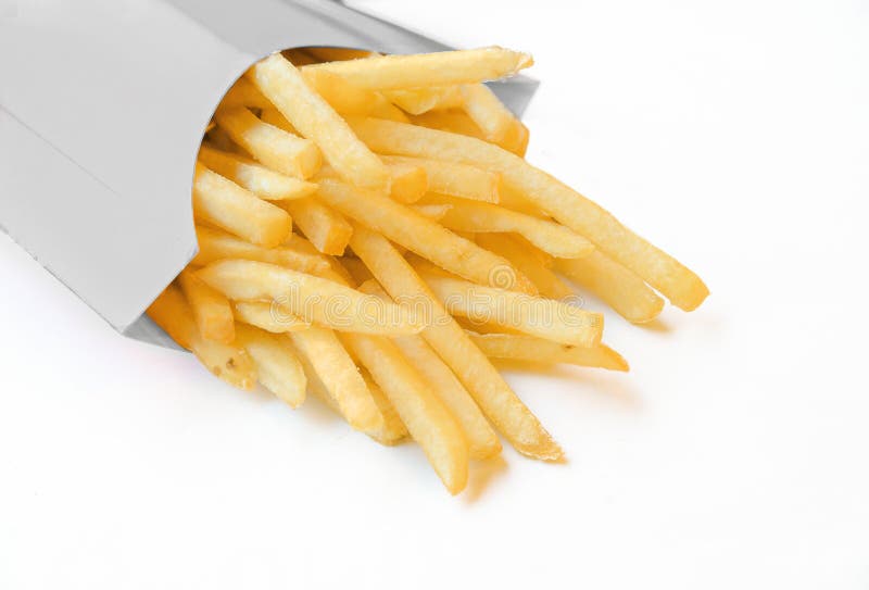 French fries in white box stock photo. Image of gold - 53036834