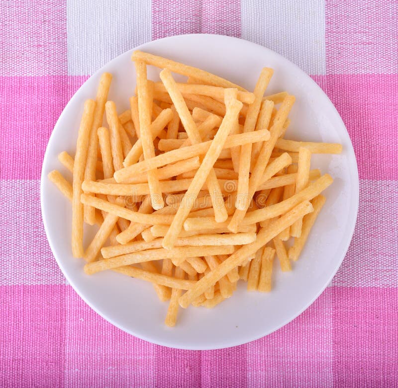French Fries on White Plate Stock Image - Image of stack, straw: 175540203