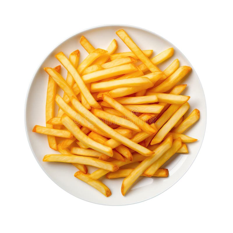 French Fries on White Plate on a White Background Stock Illustration ...