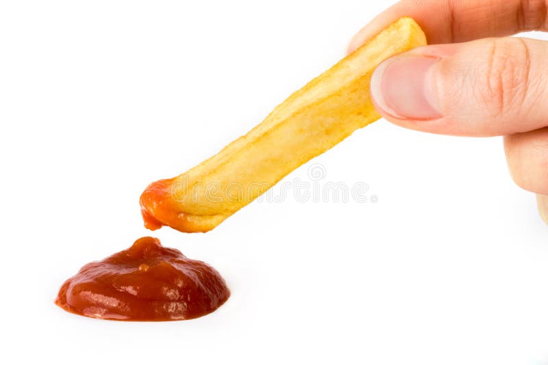 French Fry Being Dipped in Ketchup Stock Image - Image of menu, fatty ...