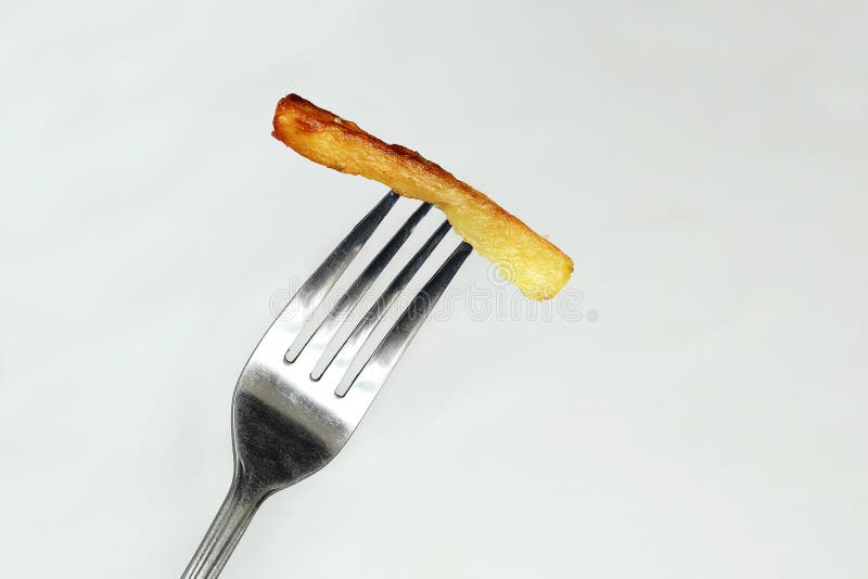 French fry on a fork stock image. Image of grilled, fork - 69508717