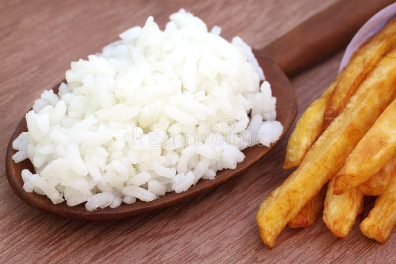 French fry with fresh rice stock image. Image of diet - 32692949