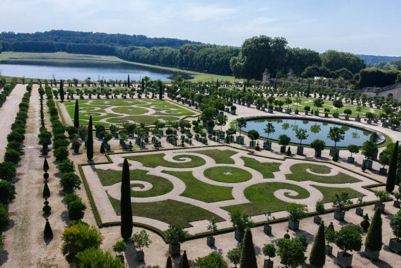 Patterned Green Gardens with Reflections Stock Photo - Image of pattern ...