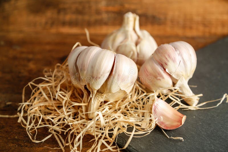 French Garlic from the Market Stock Photo - Image of french, violet ...