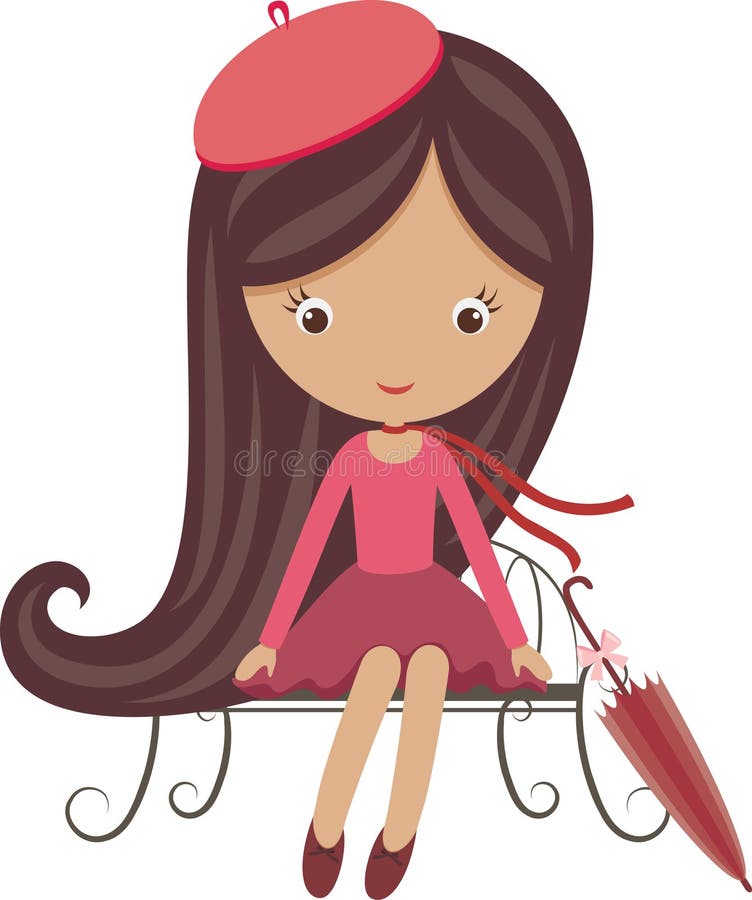 French Girl Clipart French Girl Vector Illustration Hi Res Stock