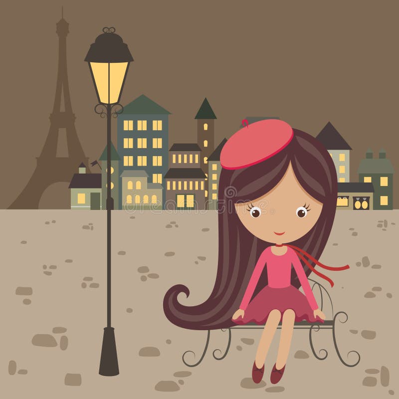 French girl in cafe stock vector. Illustration of breakfast - 21094313