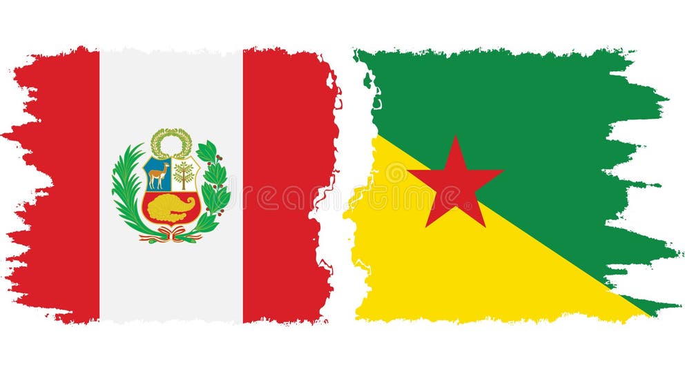 French Guiana and Peru Grunge Flags Connection Vector Stock Vector ...