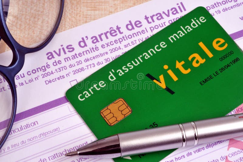 French Health Insurance Card Lying on a Working Care Sheet Next To ...