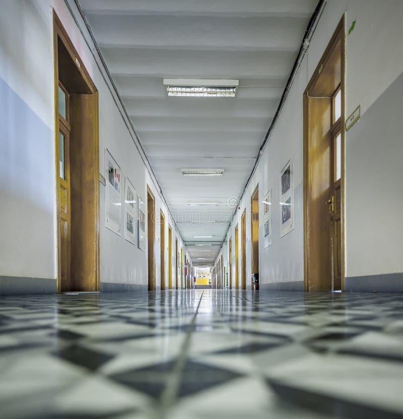 Old School Corridor stock photo. Image of corridor, angle - 5818414