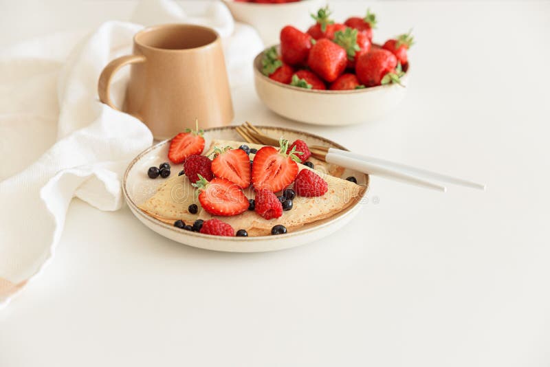 French Homemade Pancake Crepes. Summer Breakfast Stock Image - Image of ...