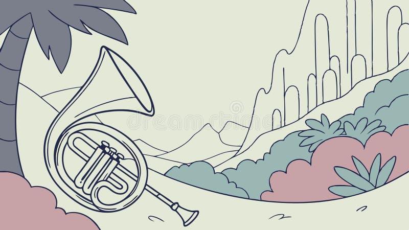 French Horn in Abstract Cityscape, Vector Design Generative AI Stock ...