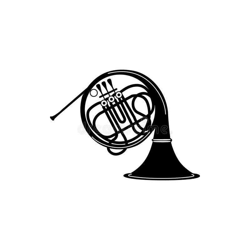 French Horn Black And White