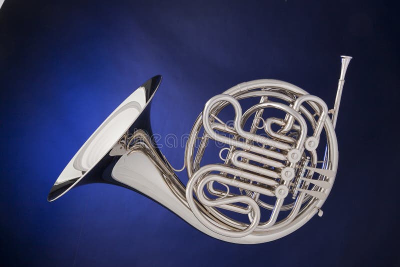 French Horn on Black Background Stock Photo - Image of horizontal ...