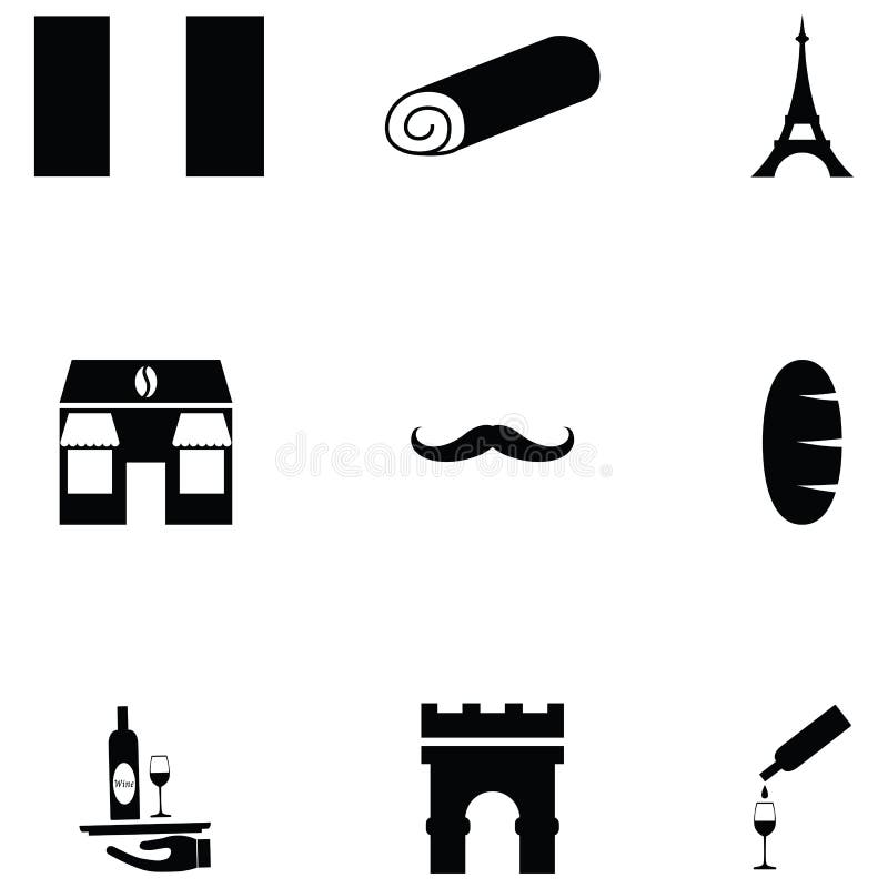 French icon set stock vector. Illustration of glass - 120565331