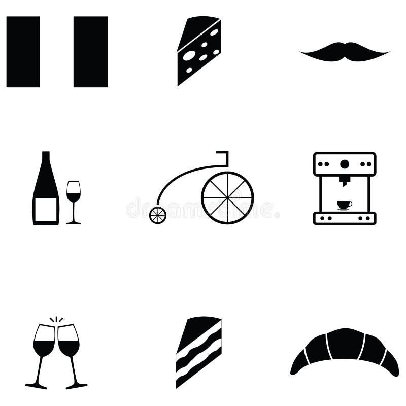 French icon set stock vector. Illustration of french - 120565359