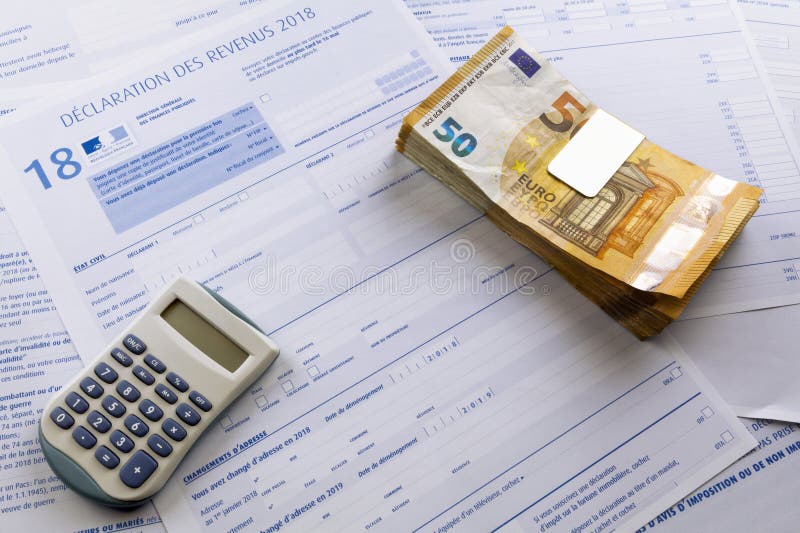 French income tax form stock photo. Image of calculator - 312821188