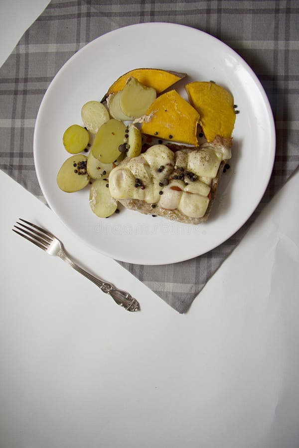 French Kitchen: Meat Under Cheese with Potato Stock Image - Image of ...