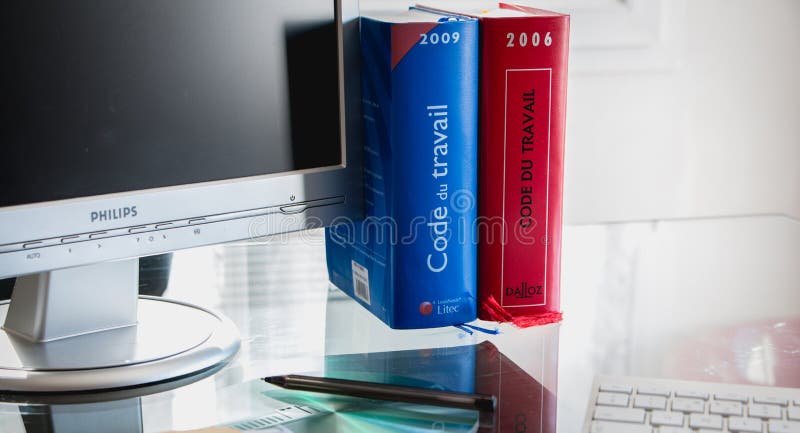 French Labor Code Book Pictured with Computer in Studio Editorial Image ...