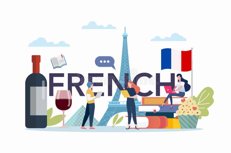 French Language Class with French Culture Elements Stock Vector ...