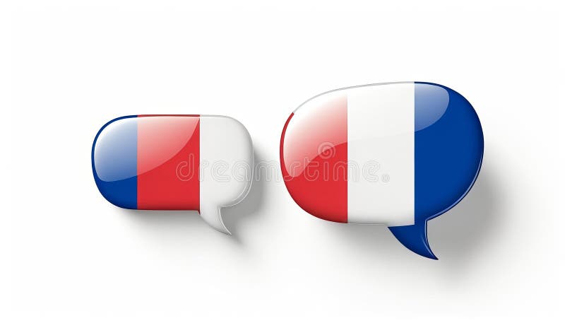French Language Communication Concept with Speech Bubbles in National ...