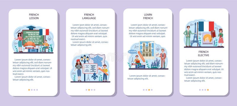 French Language Concept Set. Language School French Course Stock ...