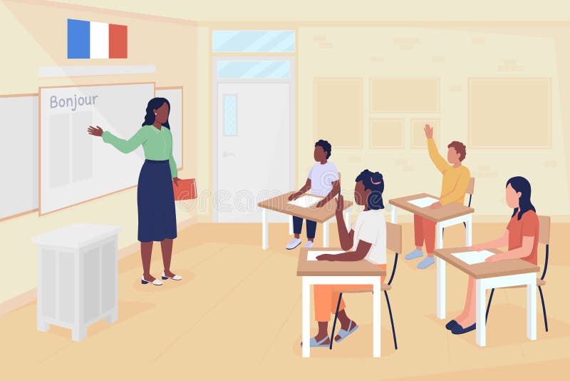 Teaching French 2D Vector Isolated Illustration Stock Vector ...