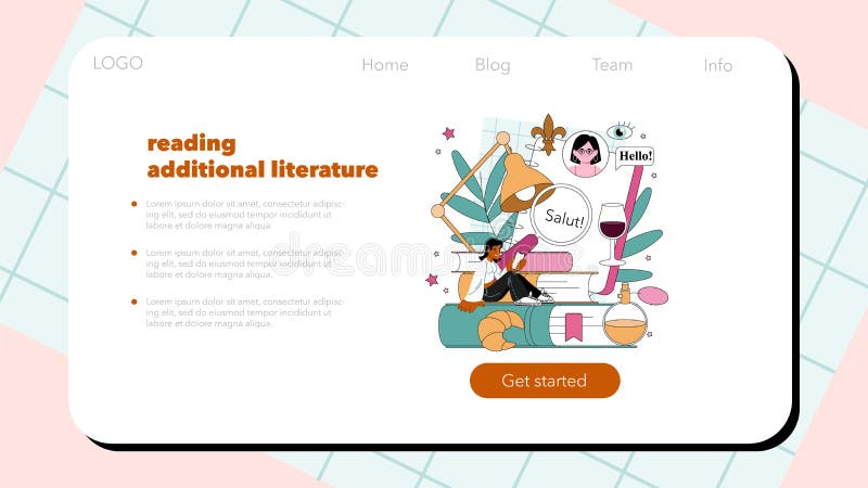 French Language Lesson Web Banner or Landing Page. Language School ...