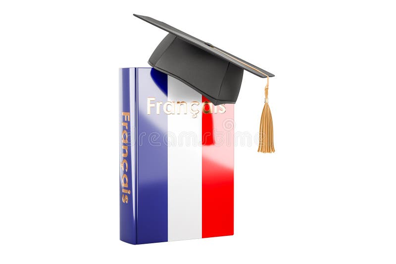 French Language Textbook with Graduation Cap. Learn French Language ...