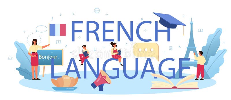 French Typographic Header. Language School French Course Stock Vector ...
