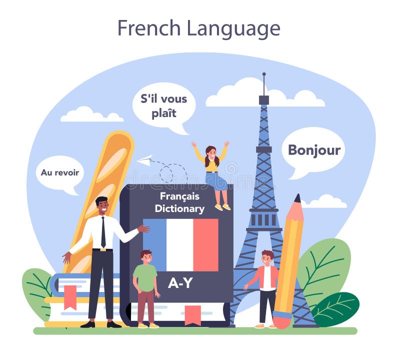 French Learning Web Banner or Landing Page. Language School French ...