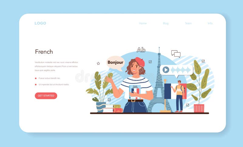 French Language Typographic Header. Language School French Course Stock ...