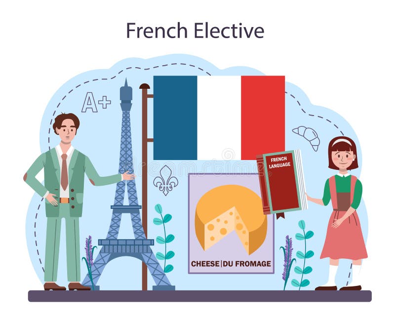 French language course. stock vector. Illustration of concept - 96694721